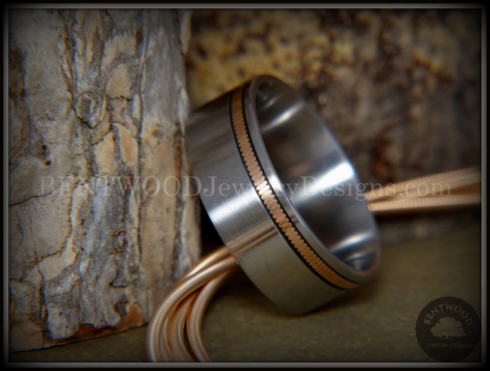 Bentwood Ring - Bronze Guitar String Offset Inlay on Surgical Grade ...