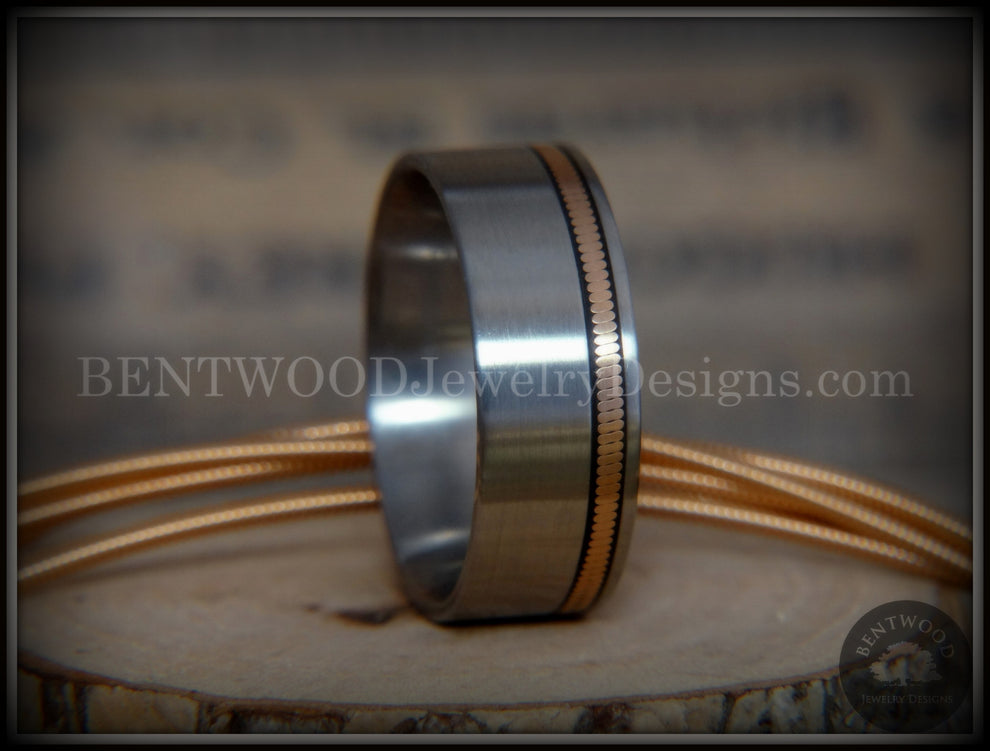 Bentwood Ring - Bronze Guitar String Offset Inlay on Surgical Grade ...